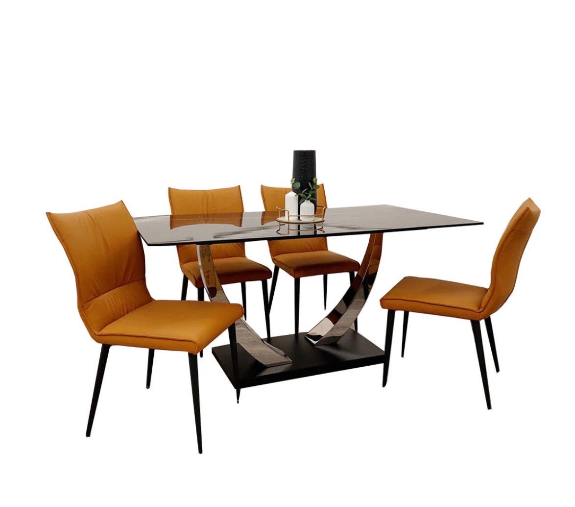 Venus Dining Table with 4 Flora Chairs